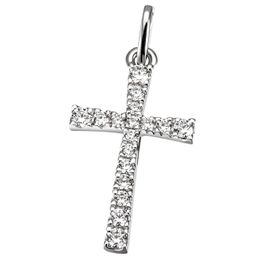 Firetti Damen Kreuzanhänger "Schmuck Geschenk Gold 375 Halsschmuck Anhänger Halskette Kreuz", Weißgold 375, 0,55 g, weiß, Weißgold 375,
