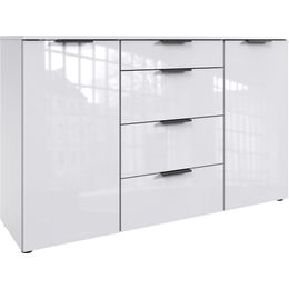Kombikommode wimex, B:135cm H:84cm T:41cm, weiß, Spanplatte, Schlafzimmer, Sideboards, "level36 D by fresh to go", mit lackierten Hochglanz-Fronten,