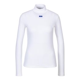 HUGO BLUE Damen Longsleeve "Easy Longsleeve_B", weiß, Gr. XXL, unifarben, Single Jersey, Obermaterial: 96% Baumwolle, 4% Elasthan, Shirts, mit