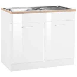 Spülenschrank KOCHSTATION, B:100cm H:85cm T:60cm, weiß, Küche, Schränke, "KS-Haiti"