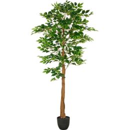 Kunstbaum Creativ green, H:150cm, grün, Kunststoff, Wohnzimmer, Kunstpflanzen, "Ficus Benjamina", mit naturgetreuem Blattwerk und Stamm