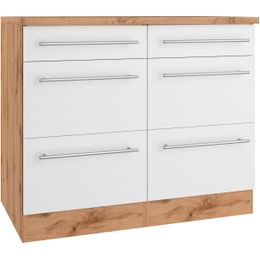 Unterschrank KOCHSTATION, B:100cm H:85cm T:60cm, weiß, Küche, Schränke, "KS-Wien", edel aussehende gestiftete Fronten