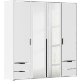 Drehtürenschrank Rauch, B:187cm H:194cm T:53cm, weiß, Holzwerkstoff, Schränke, "Kleiderschrank Schrank Garderobe Wäscheschrank NAGATA mit Spiegel",