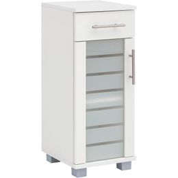 Unterschrank Schildmeyer, B:30cm H:75cm T:32,5cm, wei&szlig;, Badezimmer, Schr&auml;nke, "Nikosia", Breite 30 cm, mit Glast&uuml;r, 1 Schublade, MDF-Fronten,