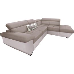 Ecksofa COTTA, B:262cm H:79cm T:102cm, braun, Kunstleder SOFTLUX / Struktur (100% Polyester);Edles Flachgewebe (100% Polyester) / Feine Struktur
