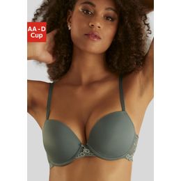 Lascana Damen Push-up-BH, Gr. 85, grün, Spitze, Obermaterial: 82% Polyamid (TACTEL), 18% Elasthan (LYCRA), BHs, mit Bügel und Spitzenrücken, Dessous