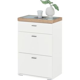 Highboard, B:60,7cm H:91cm T:36,9cm, weiß, SET ONE BY Musterring, Wohnzimmer, Sideboards, "Lancaster Dielen", inklusive LED-Beleuchtung, in 2 Farben