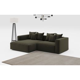 Ecksofa Inosign, B:284cm H:72cm, grün, 100% POLYESTER (PES), Wohnzimmer, Sofas, "Cowboy L-Form", mit 6 Kissen, kubisches Sofa