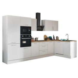 Winkelk&uuml;che, B:340cm H:211cm T:60cm, wei&szlig;, BASIC BY BALCULINA, Komplettk&uuml;chen-Sets, "Turin", Stellbreite 340x175 cm, wahlweise mit E-Ger&auml;ten