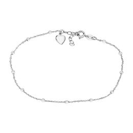 Vivance Damen Fu&szlig;kette "925/- Sterling Silber rhodiniert Kugeln/Herz", 23+3cm, Silber 925 (Sterlingsilber), wei&szlig;, Silber 925 (Sterlingsilber),