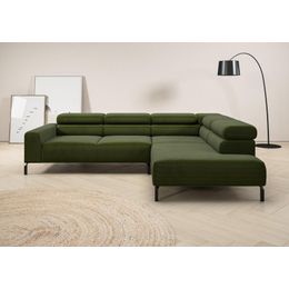 Ecksofa Places of Style, B:276cm H:71cm T:219cm, grün, 95% Polyester, 5% Nylon, Wohnzimmer, Sofas, "Antonelli, L-Form, inkl. Kopfteilverstellung,