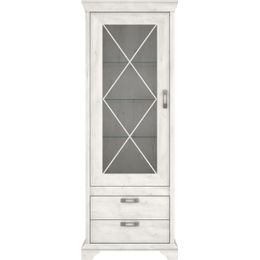 Vitrine FORTE, B:78,3cm H:210,3cm T:48,2cm, wei&szlig;, Dekorfolie, FSC-zertifizierter Holzwerkstoff, Floatglas, Metall, Wohnzimmer, Schr&auml;nke, "Kashmir",