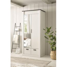 Kleiderschrank Home Affaire, B:93cm H:209cm T:63cm, weiß, Kinderzimmer, Schränke, "SHERWOOD Wäscheschrank Garderobe mit Spiegel", wahlweise mit