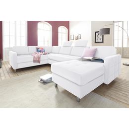 Sit & More Wohnlandschaft SIT & MORE, B:292cm H:80cm T:87cm, wei&szlig;, Struktur (100% Polyester);Kunstleder SOFTLUX;Luxus-Microfaser ALTARA NUBUCK (100% Polyester),
