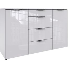 Kombikommode wimex, B:135cm H:84cm T:41cm, weiß, Spanplatte, Schlafzimmer, Sideboards, "Level36 C by fresh to go", mit Glaselementen auf der Front,