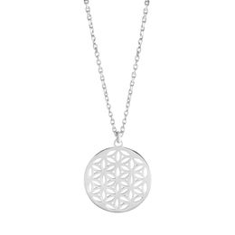 ZEEme Damen Kette mit Anh&auml;nger "Silber 925 rhodiniert 42+3cm lang mit Motiv Blume des Lebens", 42+3cm, Silber 925 (Sterlingsilber), L: 45, wei&szlig;,