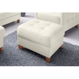 Hocker, B:70cm H:45cm T:70cm, weiß, exxpo - SOFA FASHION, NaturLEDER (echtes Rindsleder) in Sitz und Rücken. Korpus in passendem Kunstleder SOFTLUX