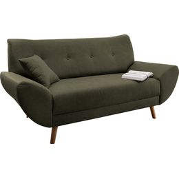 2-Sitzer Home Affaire, B:174cm H:80cm T:82cm, grün, 100% PES (Polyester), Sofas, "Basta"