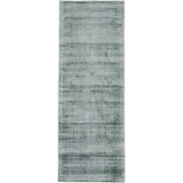 Teppich CarpetFine, B:80cm H:13mm L:400cm, gr&uuml;n, Viskose, Wohnzimmer, Teppiche, "Ava Viskoseteppich", Seidenoptik, leichter Glanz, auch als L&auml;ufer