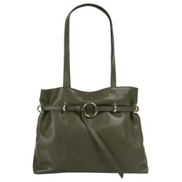 Samantha Look Damen Henkeltasche, grün, Leder, leicht glänzend, unifarben, Taschen, echt Leder, Made in Italy