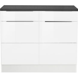 Unterschrank KOCHSTATION, B:100cm H:85cm T:60cm, weiß, Holzwerkstoff, MDF, Küche, Schränke, "KS-Brindisi", 100 cm breit, viel Stauraum