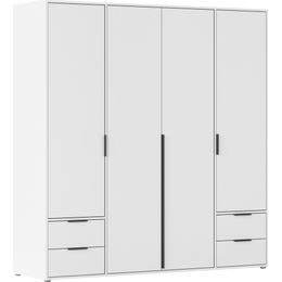 Drehtürenschrank Rauch, B:187cm H:194cm T:53cm, weiß, Holzwerkstoff, Schränke, "Kleiderschrank Schrank Garderobe Wäscheschrank NAGATA viel Stauraum",