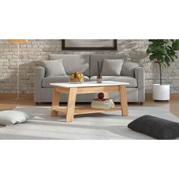 Couchtisch Home Affaire, B:101cm H:46,5cm T:54,5cm, weiß, Wohnzimmer, Tische, "Piave Kaffeetisch, 101 cm, in trendigen Farben, modern", mit Ablage,