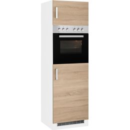 Backofen/Kühlumbauschrank KOCHSTATION, B:60cm H:200cm T:60cm, weiß, Spanplatte, Schränke, "KS-Gera", Breite 60 cm