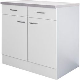 Unterschrank Flex-Well, B:80cm H:85cm T:60cm, wei&szlig;, Holzwerkstoff, K&uuml;che, Schr&auml;nke, "Wito", (B x H x T) 80 x 85/86 x 60 cm, f&uuml;r viel Stauraum
