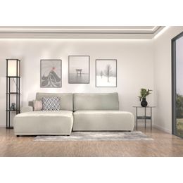 Ecksofa Trendmanufaktur, B:250cm H:82cm T:167cm, weiß, 100% Polyester, Wohnzimmer, Sofas, "Fordon II, Schlafsofa mit Bettkasten, Couch in L-Form,