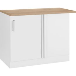 Eckunterschrank KOCHSTATION, B:110cm H:85cm T:60cm, wei&szlig;, Spanplatte, K&uuml;che, Schr&auml;nke, "KS-Gera", Stellbreite 110 cm