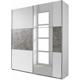 Schwebet&uuml;renschrank Rauch, B:175cm H:210cm T:59cm, wei&szlig;, Schr&auml;nke, "Prenzlau", mit Spiegel