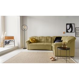 Ecksofa DOMO collection, B:242cm H:84cm T:190cm, grün, Struktur ( 90% Polyester, 10% Polyacryl);Microfaser PRIMABELLE (100% Polyester);Kunstleder