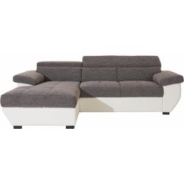Ecksofa COTTA, B:265cm H:79cm T:102cm, grau, Edles Flachgewebe ( 100% Polyester ) / Feine Struktur ( 100% Polyester );Kunstleder SOFTLUX /