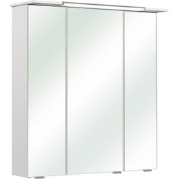 Spiegelschrank SAPHIR, B:67cm H:71cm T:16cm, wei&szlig;, Spanplatte, Badezimmer, Schr&auml;nke, "Quickset 376 Badschrank, 3 Spiegelt&uuml;ren, 6 Einlegeb&ouml;den, 67 cm
