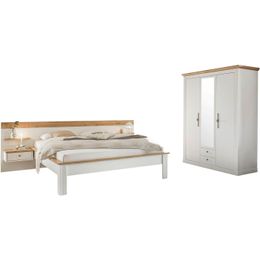 Schlafzimmer-Set Home Affaire, weiß, Schlafzimmermöbel-Sets, "Westminster", beinhaltet 1 Bett, Kleiderschrank 3-türig und 2 Wandpaneele