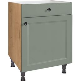 Kochfeldumbauschrank Nobilia, B:60cm H:87cm T:58,3cm, gr&uuml;n, Schr&auml;nke, ""Cascada", mit Schukasten und T&uuml;r, Ausrichtung w&auml;hlbar", vormontiert, Breite