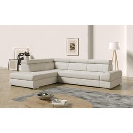 Sit & More Ecksofa SIT & MORE, B:270cm H:79cm T:213cm, weiß, Wohnzimmer, Sofas, "Broadway L-Form", mit verstellbaren Kopfteilen, wahlweise mit Bettfunktion