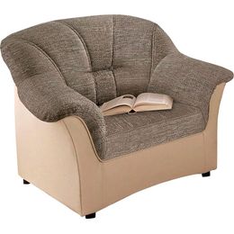 Sessel DOMO collection, B:92cm H:84cm T:82cm, wei&szlig;, NaturLEDER (echtes Rindsleder) in Sitz und R&uuml;cken. Korpus in passendem Kunstleder SOFTLUX