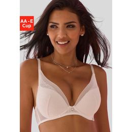 Lascana Damen Push-up-BH, Gr. 70, weiß, Spitze, Obermaterial: 69% Polyamid, 17% Polyester, 14% Elasthan, BHs, mit extra flachen Kanten im High-Apex