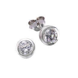 ZEEme Damen Paar Ohrstecker "Silber 925 rhodiniert mit wei&szlig;en Zirkonia-Steinen", one-size, Silber 925 (Sterlingsilber), wei&szlig;, Silber 925