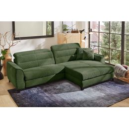 Jockenhöfer Ecksofa, B:288cm T:105cm, grün, JOCKENHÖFER GRUPPE, Korpus: 100% Polyester;Kissen: 100% Polyester, Wohnzimmer, Sofas, "Double One L-Form", mit 2x