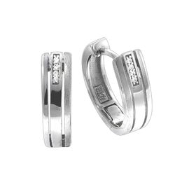 Vivance Damen Paar Creolen "925 Silber Zirkonia", one-size, Silber 925 (Sterlingsilber), wei&szlig;, Silber 925 (Sterlingsilber), Ohrringe