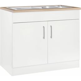 Spülenschrank KOCHSTATION, B:100cm H:85cm T:60cm, weiß, Küche, Schränke, "KS-Utah", Breite 100 cm