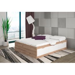 Stauraumbett FORTE, B:150,5cm H:42,5cm L:194,9cm, wei&szlig;, Betten, "Vankka, viel Stauraum, skandinavisches Design", mit 3 Schubladen, weitere Produkte