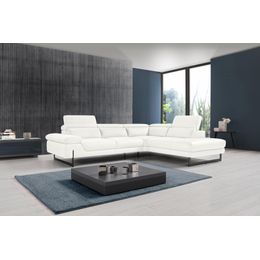 Ecksofa Egoitaliano, B:284cm H:95cm T:108cm, weiß, Luxus-Microfaser (100% Polyester) Leder »BULL« (echtes Rindsleder). Geschliffenes, pigmentiertes