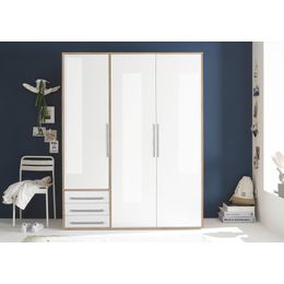 Drehtürenschrank Schlafkontor, B:155cm H:194cm T:58cm, weiß, Melamin, Schränke, "Lyss Schrank, Kleiderschrank mit Drehtüren", in verschiedenen Farben