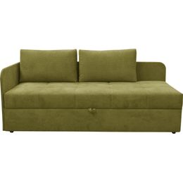 Schlafsofa Alina, B:205cm H:73cm T:95cm, grün, Struktur fein XBO (100% Polyester), Kinderzimmer, Sofas, "Marla", inkl. Stauraum & 2 Rückenkissen,