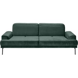 3-Sitzer Musterring, B:228cm H:79cm T:130cm, gr&uuml;n, 100% Polyester, Sofas, "MR 4580", inkl. Kopf- und Sitztiefenverstellung, Fu&szlig; schwarz, B228 x T103