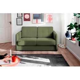 Schlafsofa Inosign, B:147cm H:89cm T:87cm, grün, 100% Polyester, Wohnzimmer, Sofas, "Milano", zwei einzeln ausziehbare Liegefunktionen